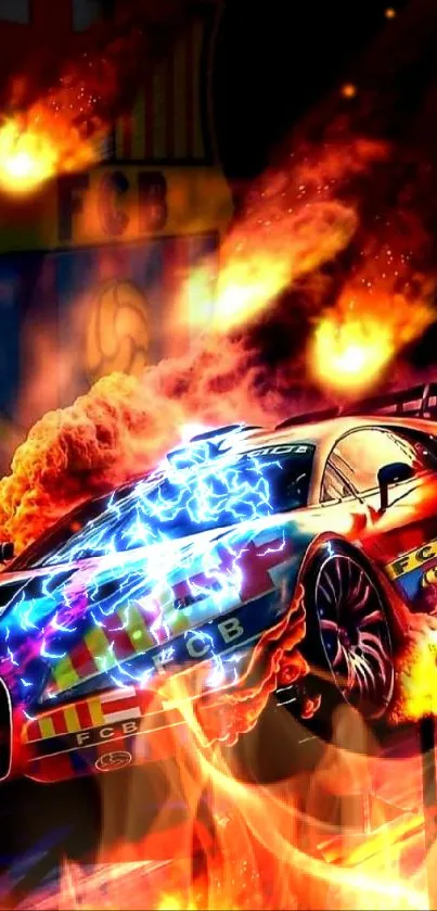 Fiery Car Racing Wallpaper - free download