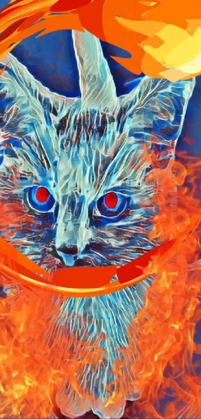 Fiery Digital Cat Art - free download