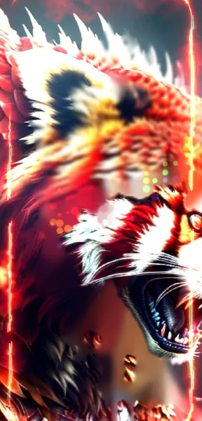 Fiery Digital Fantasy Beast Wallpaper - free download