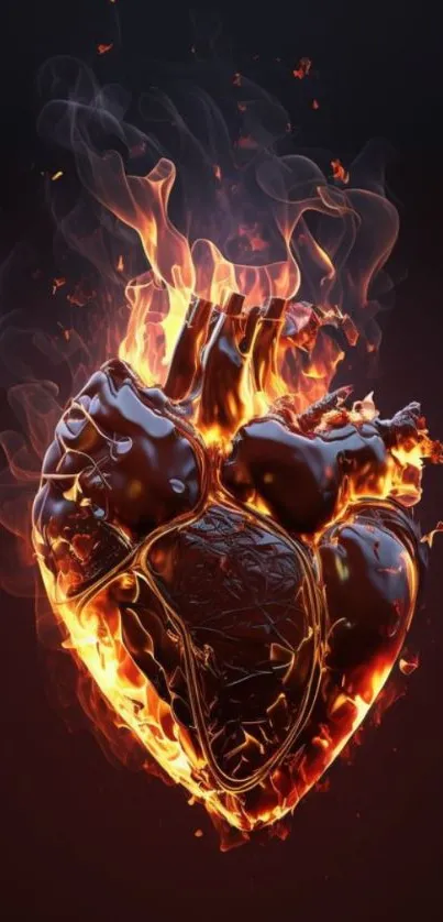 Fiery Heart in Flames Wallpaper - free download