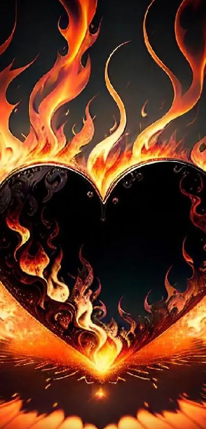 Fiery Heart Mobile Wallpaper - free download
