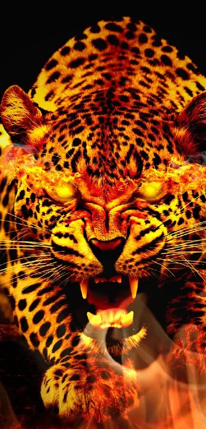 Fiery Leopard Wallpaper - free download