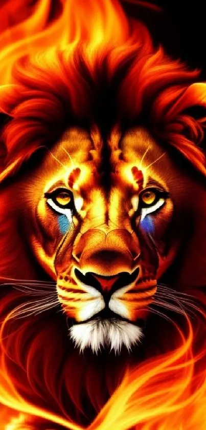 Fiery Lion Mobile Wallpaper - free download