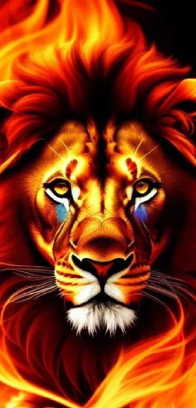 Fiery Lion Wallpaper Design - free download