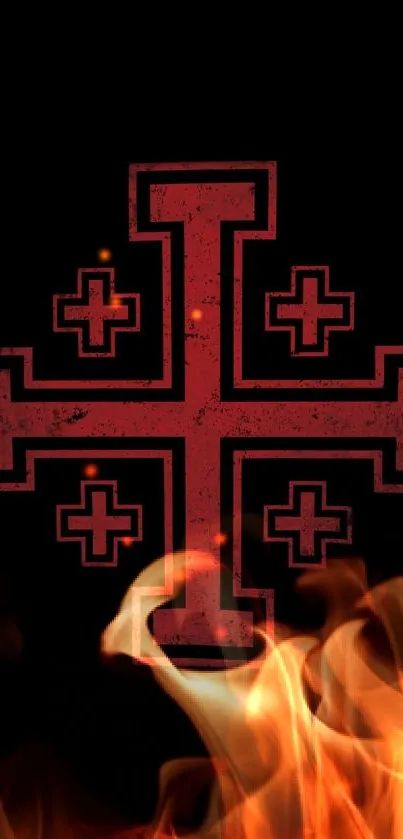 Fiery Red Cross Wallpaper - free download