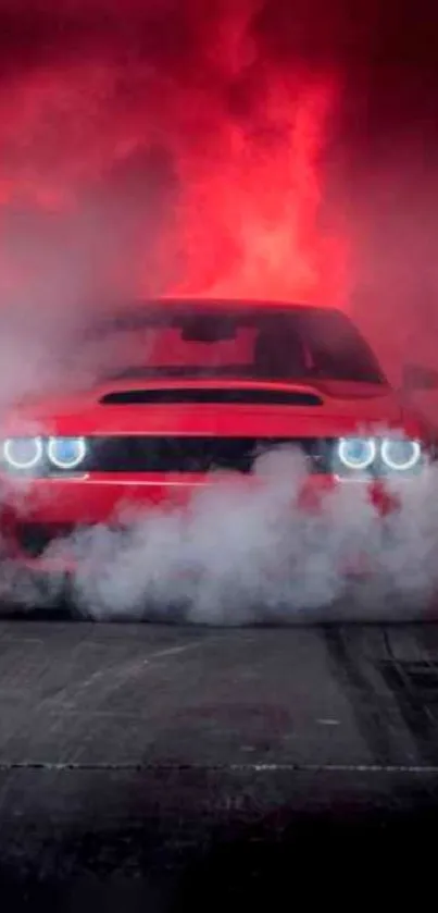 Fiery Red Muscle Car Wallpaper - free download