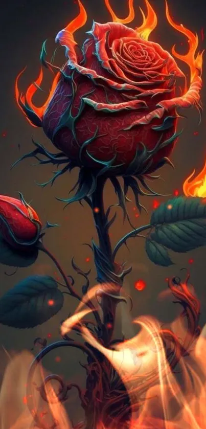 Fiery Rose Art Wallpaper - free download