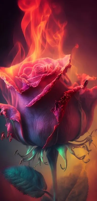 Fiery Rose Fantasy Wallpaper - free download