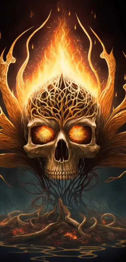 Fiery Skull Fantasy Art - free download