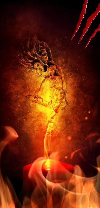 Fiery Spirit on Candle Wallpaper - free download