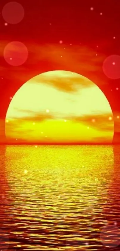Fiery Sun Over Ocean Wallpaper - free download