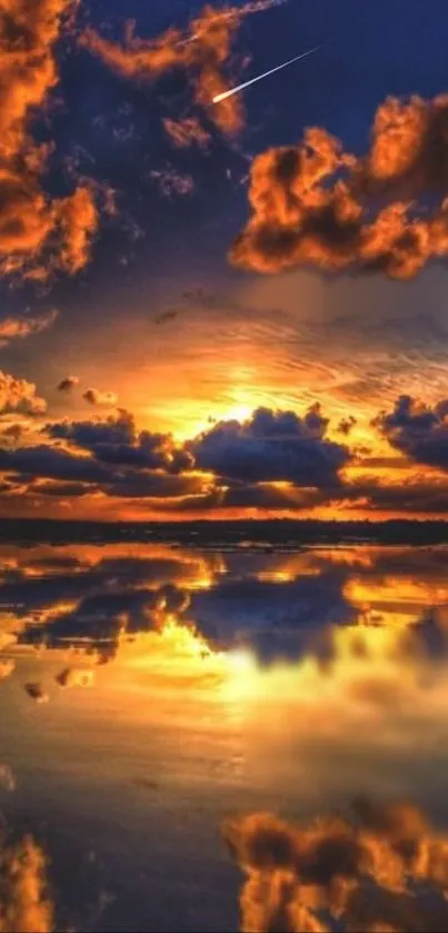 Fiery Sunset Reflection Wallpaper - free download