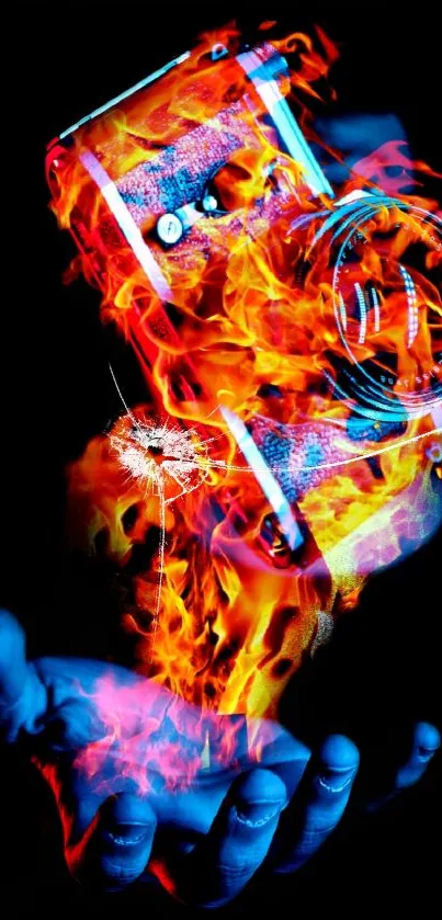 Fiery Vintage Camera Art - free download