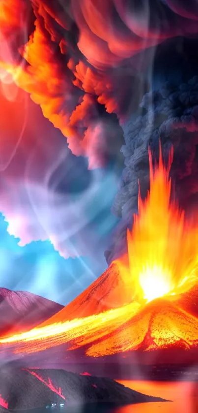 Fiery Volcano Eruption Wallpaper - free download
