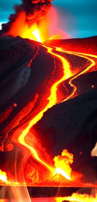 Fiery Volcano Eruption Wallpaper - free download