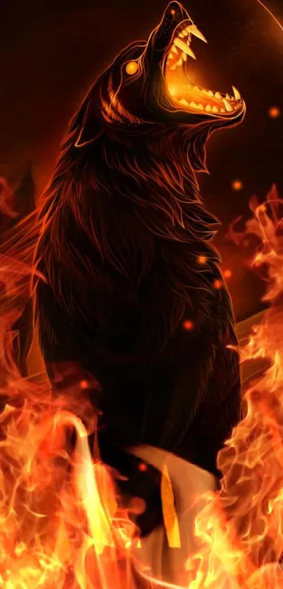 Fiery Wolf Art Wallpaper - free download