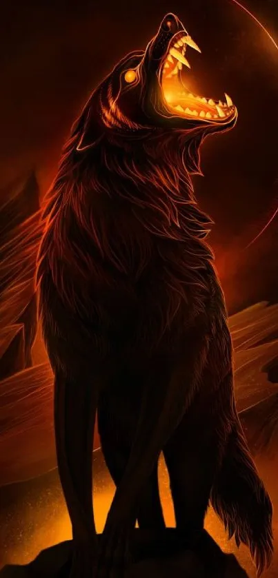 Fiery Wolf Howl Wallpaper - free download