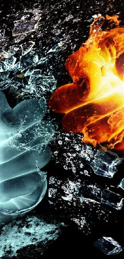 Fire and Ice Clash Wallpaper - free download
