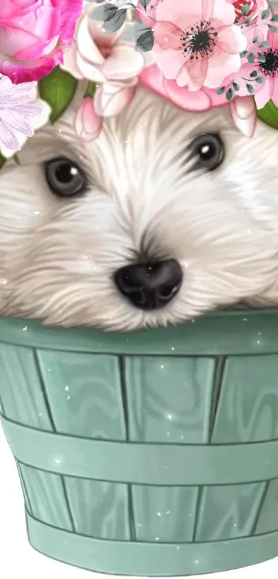 Floral Dog in Pot Wallpaper - free download