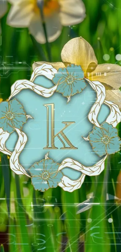 Floral Monogram Mobile Wallpaper - free download