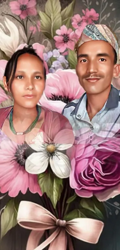 Floral Portrait Phone Wallpaper - free download