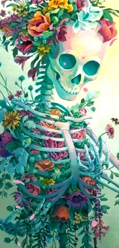 Floral Skeleton Art Wallpaper - free download