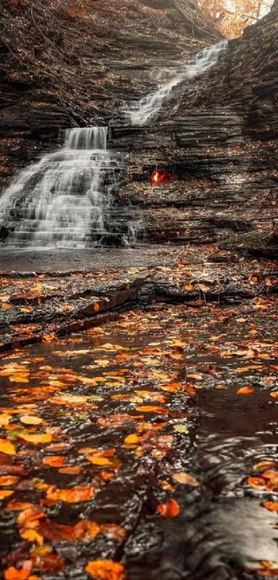 Forest Autumn Waterfall Scene - free download