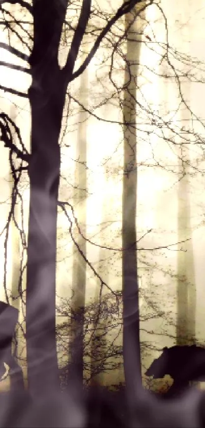 Forest Silhouette Wildlife Scene - free download