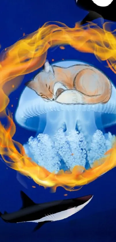 Fox Dreaming in Blue Ocean - free download