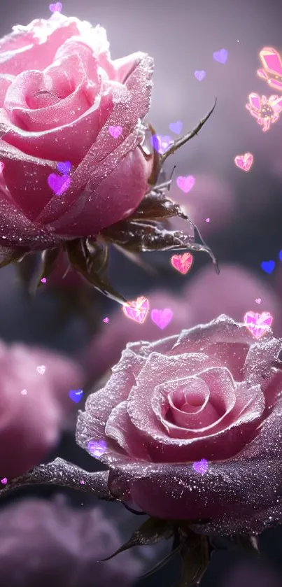 Frosted Pink Roses Wallpaper - free download