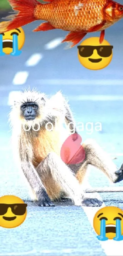 Funny Monkey Emoji Wallpaper - free download