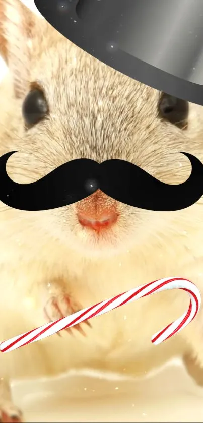 Funny Mouse with Candy Cane - free download