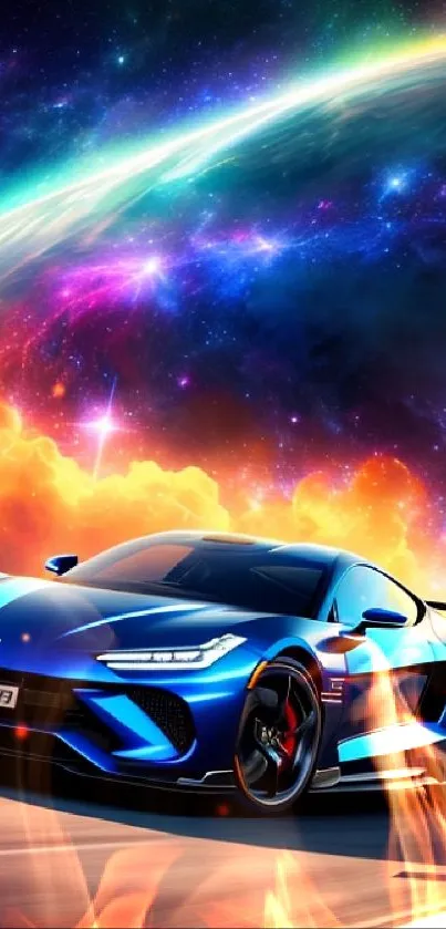 Futuristic Blue Car in Space - free download