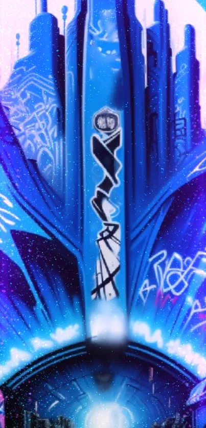 Futuristic Blue Graffiti Art - free download