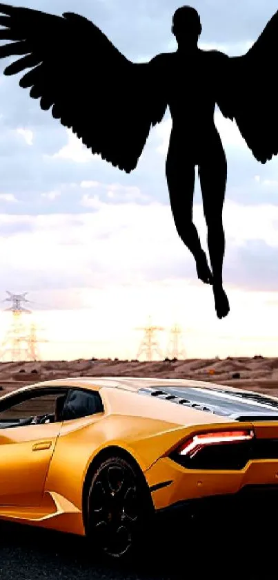 Futuristic Car and Angel Art - free download