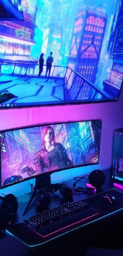 Futuristic Cyberpunk Gaming Setup - free download