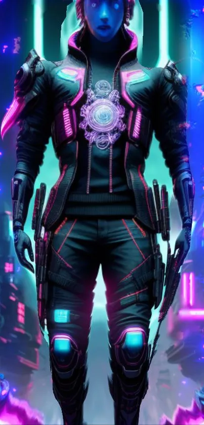 Futuristic Cyberpunk Neon Warrior - free download