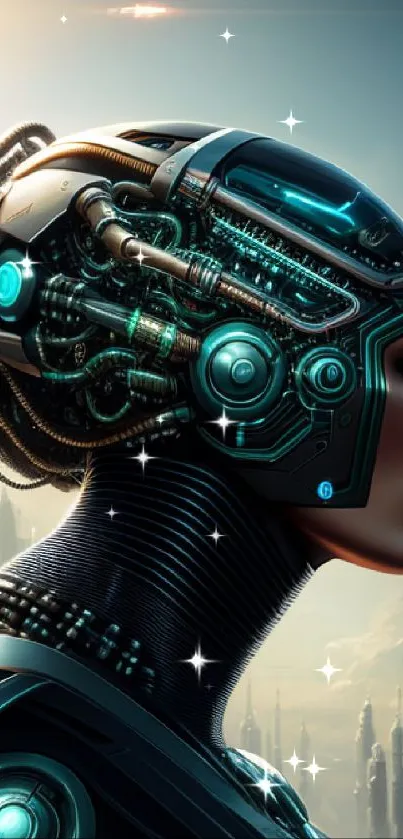 Futuristic Cyborg Profile Art - free download