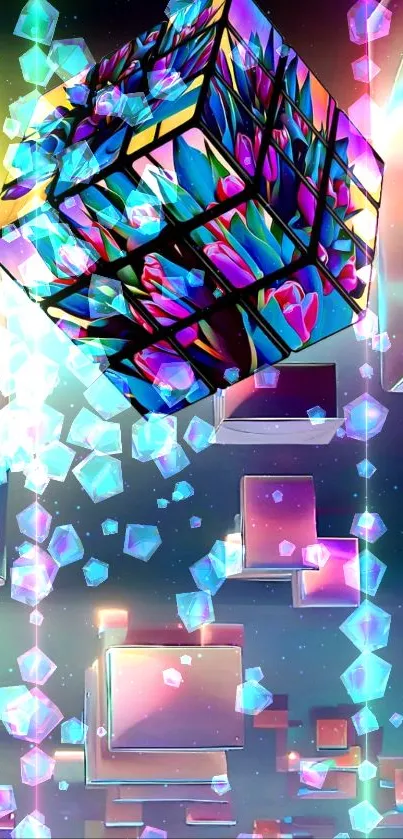 Futuristic Floating Cubes Wallpaper - free download