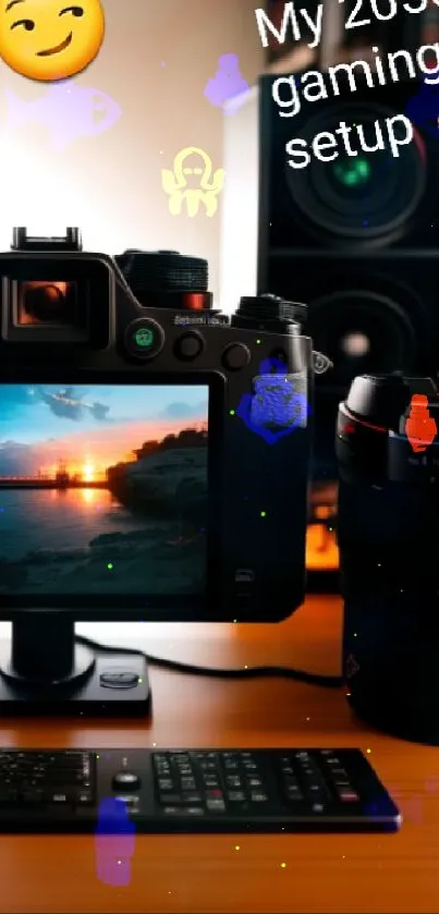 Futuristic Gaming Setup Wallpaper - free download