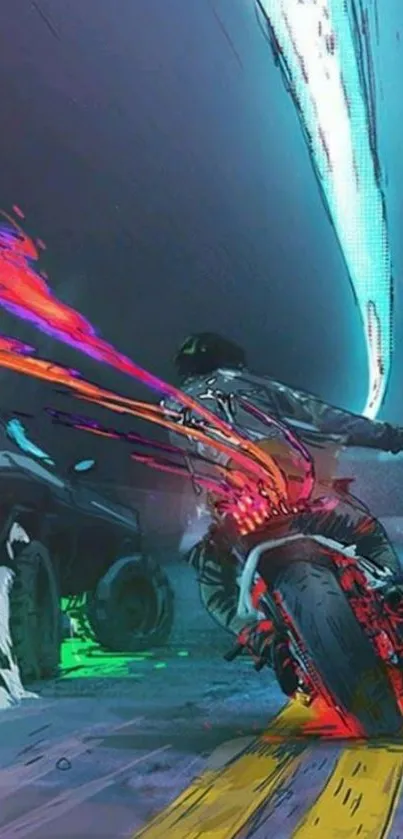 Futuristic Motorcycle Chase Art - free download