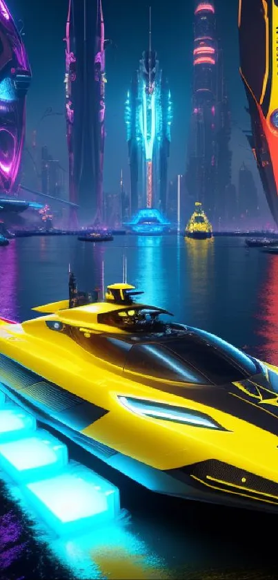 Futuristic Neon Boat Wallpaper - free download