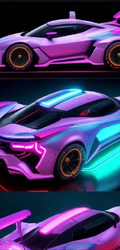 Futuristic Neon Car Digital Art - free download