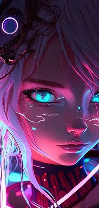 Futuristic Neon Cyber Girl Art - free download