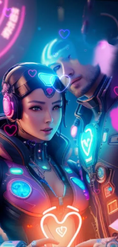 Futuristic Neon Love Wallpaper - free download