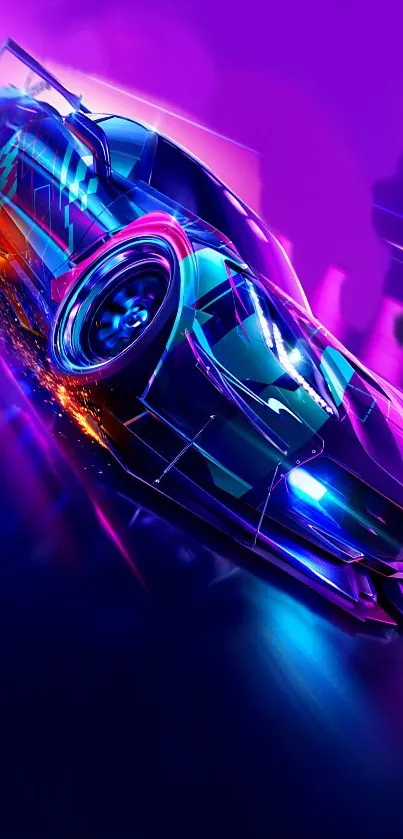 Futuristic Neon Racing Car Wallpaper - free download