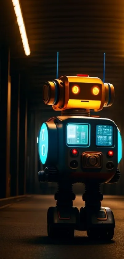 Futuristic Neon Robot Wallpaper - free download