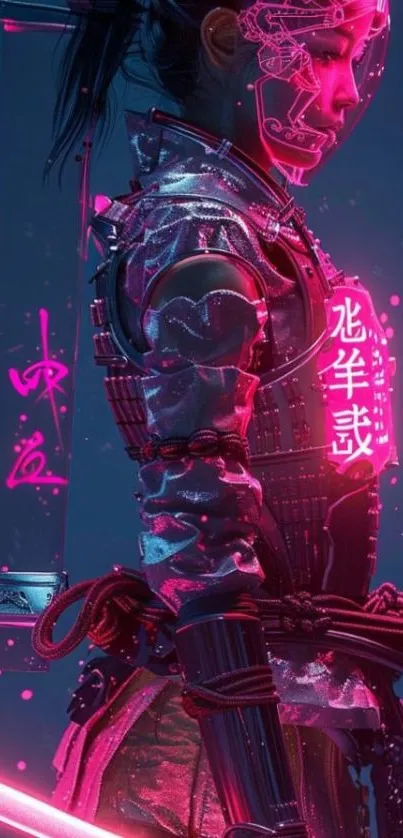 Futuristic Neon Samurai Design - free download