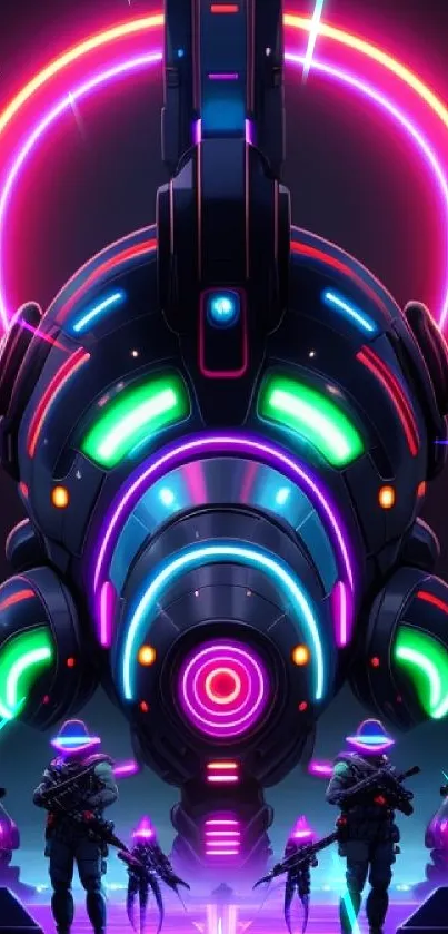Futuristic Neon Sci-Fi Wallpaper - free download