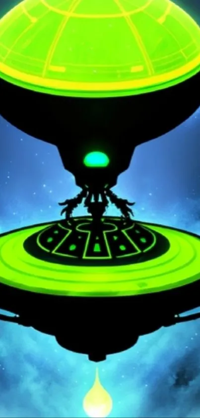 Futuristic Neon Spaceship Art - free download